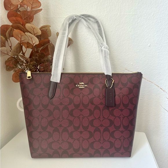 Coach | Bags | Coach Zip Top Tote Bag In Signature Canvas | Poshmark